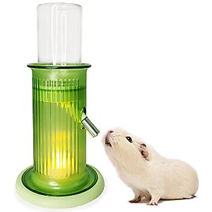 Hamiledyi Hamster Water Bottle with Lights Stand No Drip Small Animal Water Dispenser Pet Drinker Stand for Guinea Pig Mouse Gerbil Squirrel Small Animal Habitat Decoration (Green)