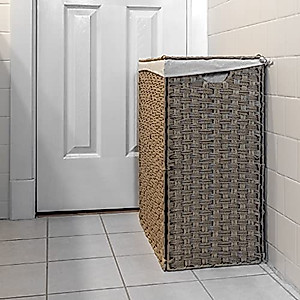 Synthetic Wicker Laundry Hamper Basket With Lid and Liner by Blue Ridge Basket Company (Natural)