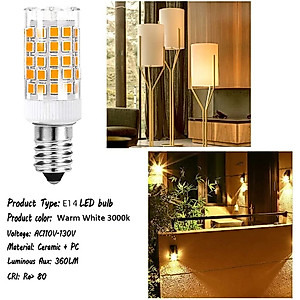 SSXBF E14 LED Light Bulbs, E14 European Base Bulb, 4W Equivalent 40W Incandescent Bulb, Warm White 3000K, 350LM,5-Pack