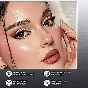 Ofanyia 4 in 1 Lash Lift & Brow Lamination with Black Color Kit, Eyelash Perm Kit and Brow Lamination Kit, Fast Quick Curling and Voluminous Coloring, Last for 8 Weeks, Salon & Home Use DIY