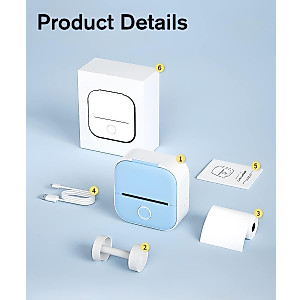 Print Pod Sticker Printer, Mini Pocket Printer, Inkless Sticker Printer for School, Fast Printing Portable Mini Thermal Printer with Print Paper (Printing Paper *1, Blue)