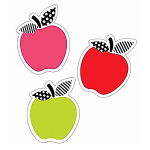 Schoolgirl Style Black, White & Stylish Brights 36-Piece Mini Apple Bulletin Board Cutouts, Red, Orange, Pink, Green, Aqua Apples Cutouts for Bulletin Board & Classroom Décor, Apple Classroom Cutouts
