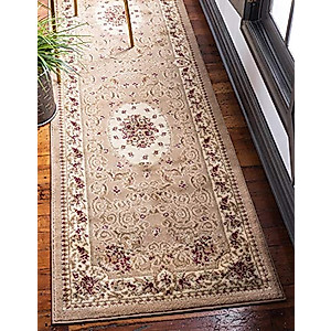 Unique Loom Versailles Collection Traditional Classic Medallion Motif Area Rug (2' 7 x 10' 0 Runner, Tan/ Ivory)