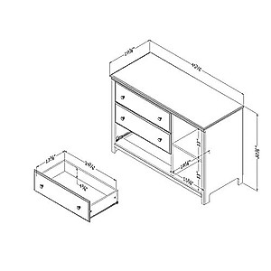 South Shore Cotton Candy 3-Drawer Dresser with Baskets-Seaside Pine