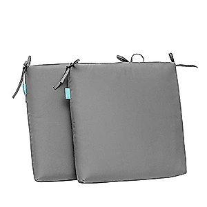 QILLOWAY Outdoor Indoor Seat Cushions, Square Foam Dining Chair Pads,All Weather, 17"x17"x3",2 Count (Light Grey)