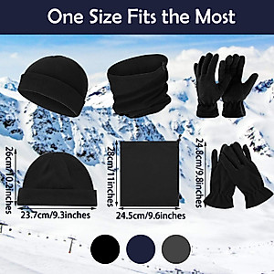 9 Pieces Mens Hat Neck Warmer and Gloves Set Thermal Fleece Beanies Scarves Gloves for Man Winter Warm Supplies(Multiple Color)