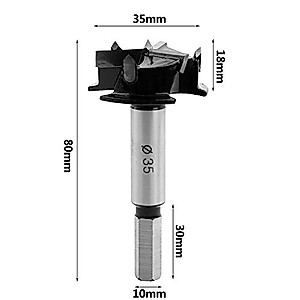 Hinge Jig Drill Kitchen Cupboard/Hinge Cup Drilling Hole Saw Cutter - Hinge Boring Forstner Drill Bit 35mm Diameter, 10mm Shank (Three feet 35MM)