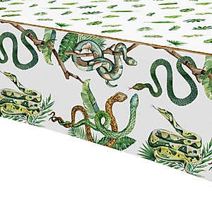 Xenorik Snake Party Tablecloth Decorations - Disposable Reptile Theme Snake Birthday Party Supplies Table Cover, Jungle Swamp Camping Wilderness Snake Theme Party Table Cloth - 3 Pack (54in x 108in)