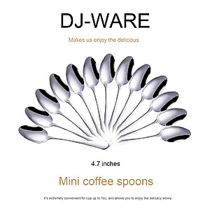DJ-WARE Espresso Spoons Mini Demitasse Stainless Steel Coffee Spoon for 2-7 Oz Mugs, Set of 12, 4.7 Inch