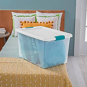 Sterilite 64 Quart Latching Clear Plastic Storage Organizer Tote Container Bin Box, 6 Pack & Medium Clip Boxes for Organization and Storage, 4 Pack