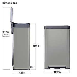 Home Zone Living 18.5 Gallon Large Capacity Kitchen Trash Can, Tall Stainless Steel Liner-Free Body, 70 Liter Capacity, Gray Ocean Fog, Virtuoso Series