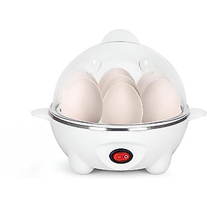 Generic Egg Cooker & Egg Boiler 7 Egg Capacity 3-in-1 Electric Boiled Egg, Vegetable Cooker, Poacher, Scrambled, Omelet Maker with Auto Shut Off Feature Multipropose Boiler and Steamer (White)