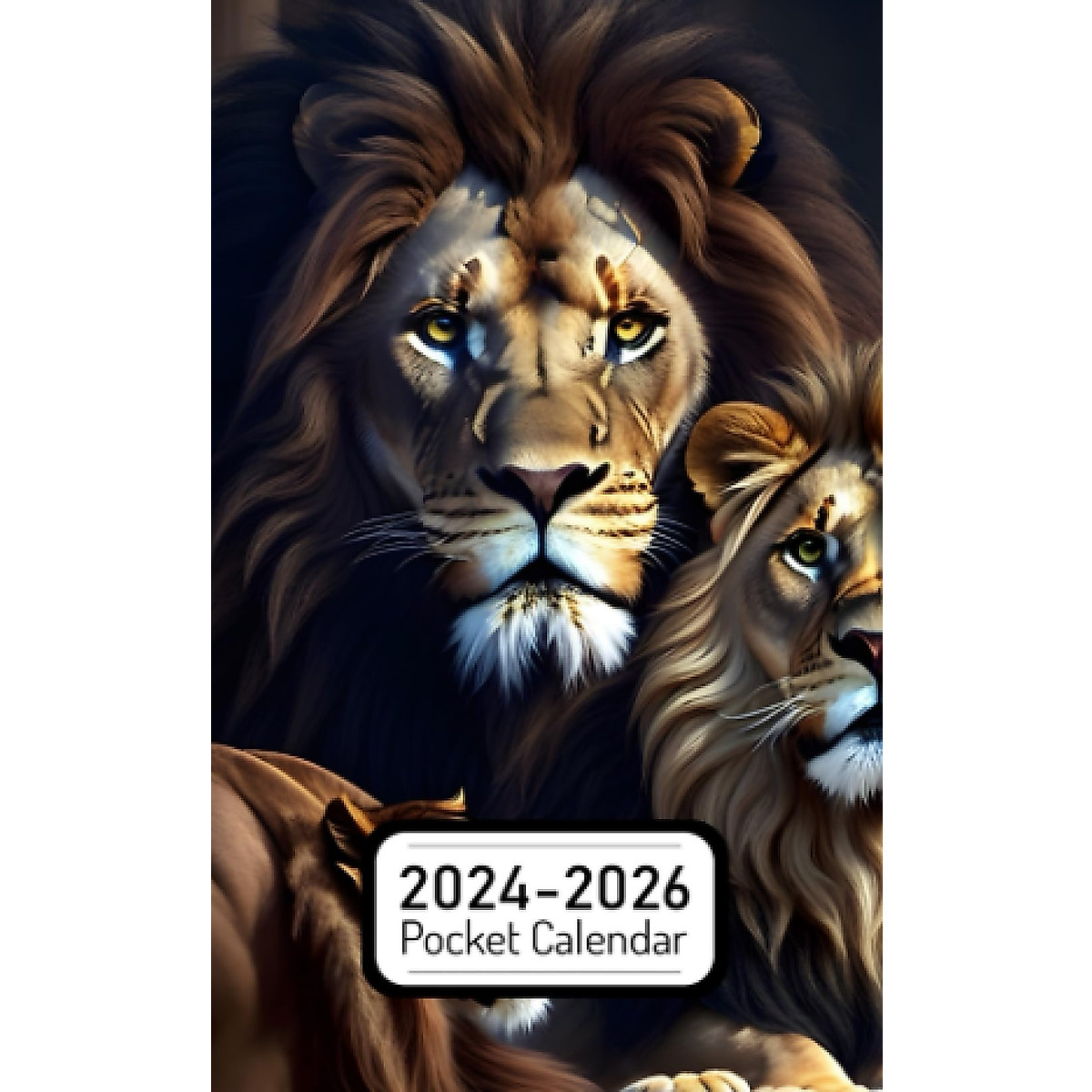 Pocket Calendar 2024-2026: Two-Year Monthly Planner for Purse , 36 Months from January 2024 to December 2026 | Lion | Jesus
