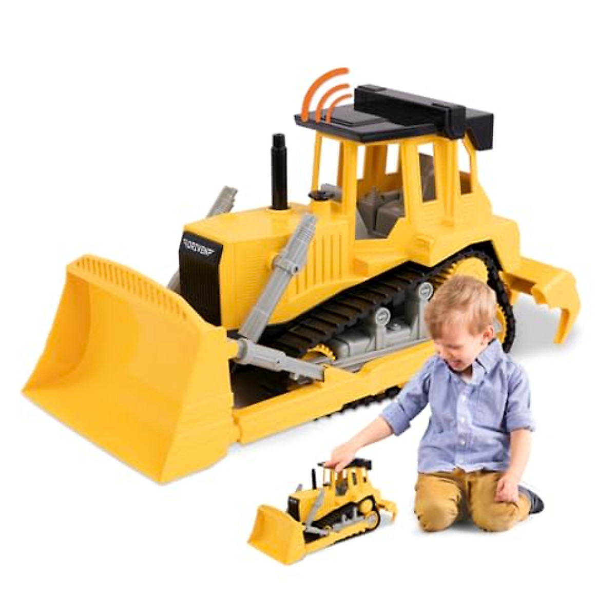 Driven by Battat – Midrange 1:16 Scale – Bulldozer Toy – Construction Truck Toy with Realistic Engine Sound & Multiple Moving Parts – Car Toy Gift for Boys & Girls Age 3+