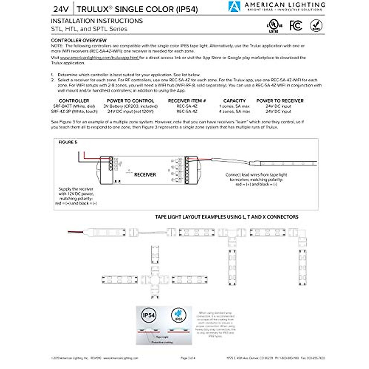 American Lighting HTL-WW-100 Collection Trulux IP54 High-Output LED Tape Light Reel, Reel-100ft, Warm White, Warm White 3000k, Reel - 16.4ft