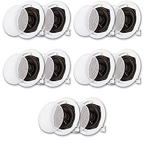 Acoustic Audio R191 in Ceiling/in Wall Speaker 5 Pair Pack 2 Way Home Theater Flush Mount
