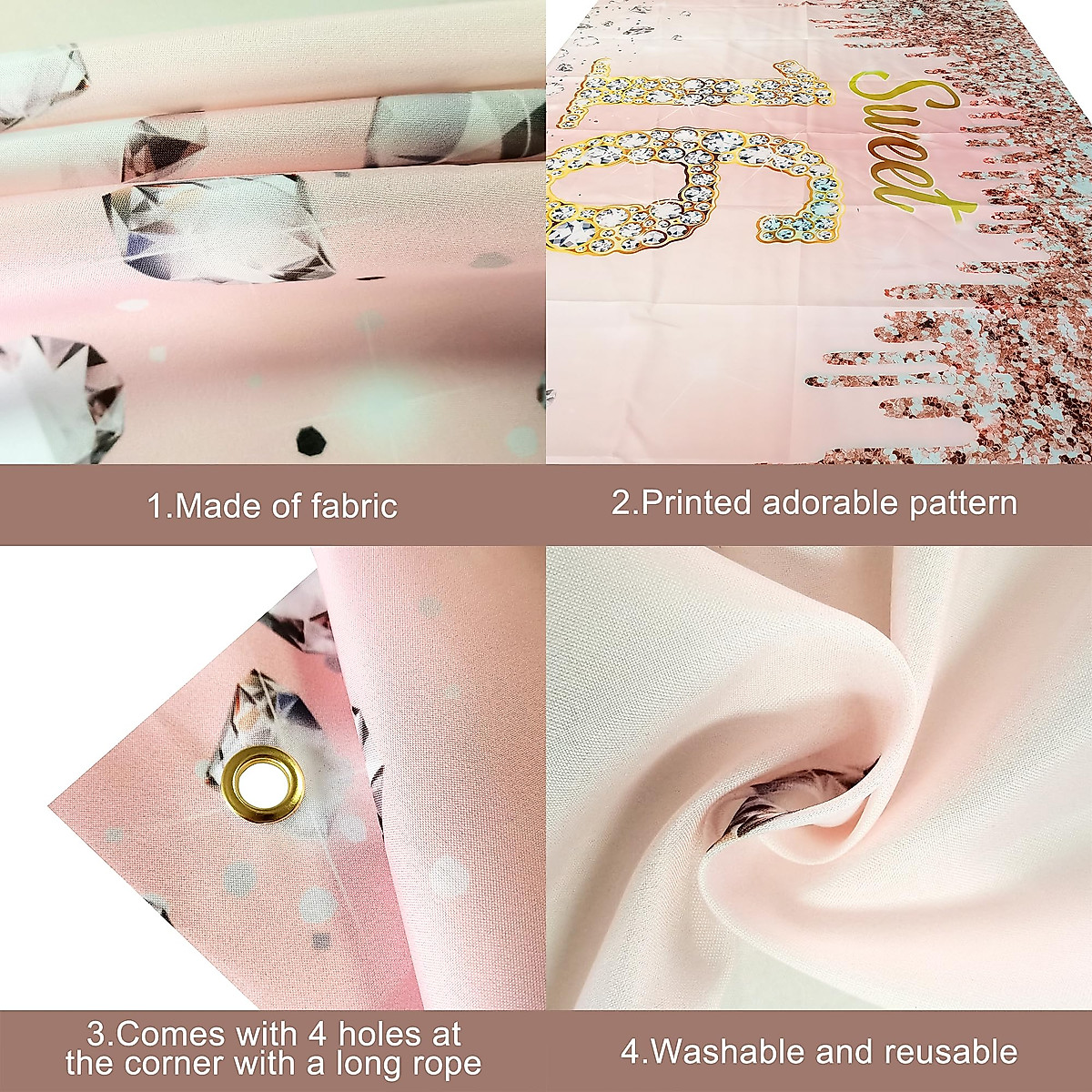 KatchOn, Sweet 16 Banner Rose Gold - Large, 72x44 Inch | Sweet 16 Party Decorations | Sweet 16 Backdrop, Sweet 16 Decorations for Girls | Sweet 16 Birthday Banner for Sweet Sixteen Party Decorations