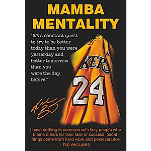 KOB Black Mamba Inspirational Quotes Poster, Black Mamba Mentality Wall Art Decor, KB Jersey Canvas Art Poster for Man Cave Boys Room Office Decor, A Gift for Dear Kb Basketball Fans,16"x24"-Unframed