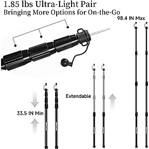 Tent Poles for Tarp, 8.2' Fiberglass Tarp Poles Set of 2 with Tent Kit, Tent Poles & Stakes Set, Telescoping Pole, Canopy Poles, Camping Poles for Rooftop Tents, Tent for Rain Fly, Camper, Awning