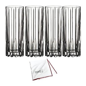 Riedel Drink Specific Glassware Fizz Cocktail Glass (2-Pack) with Microfiber Polishing Cloth Bundle (3 Items)