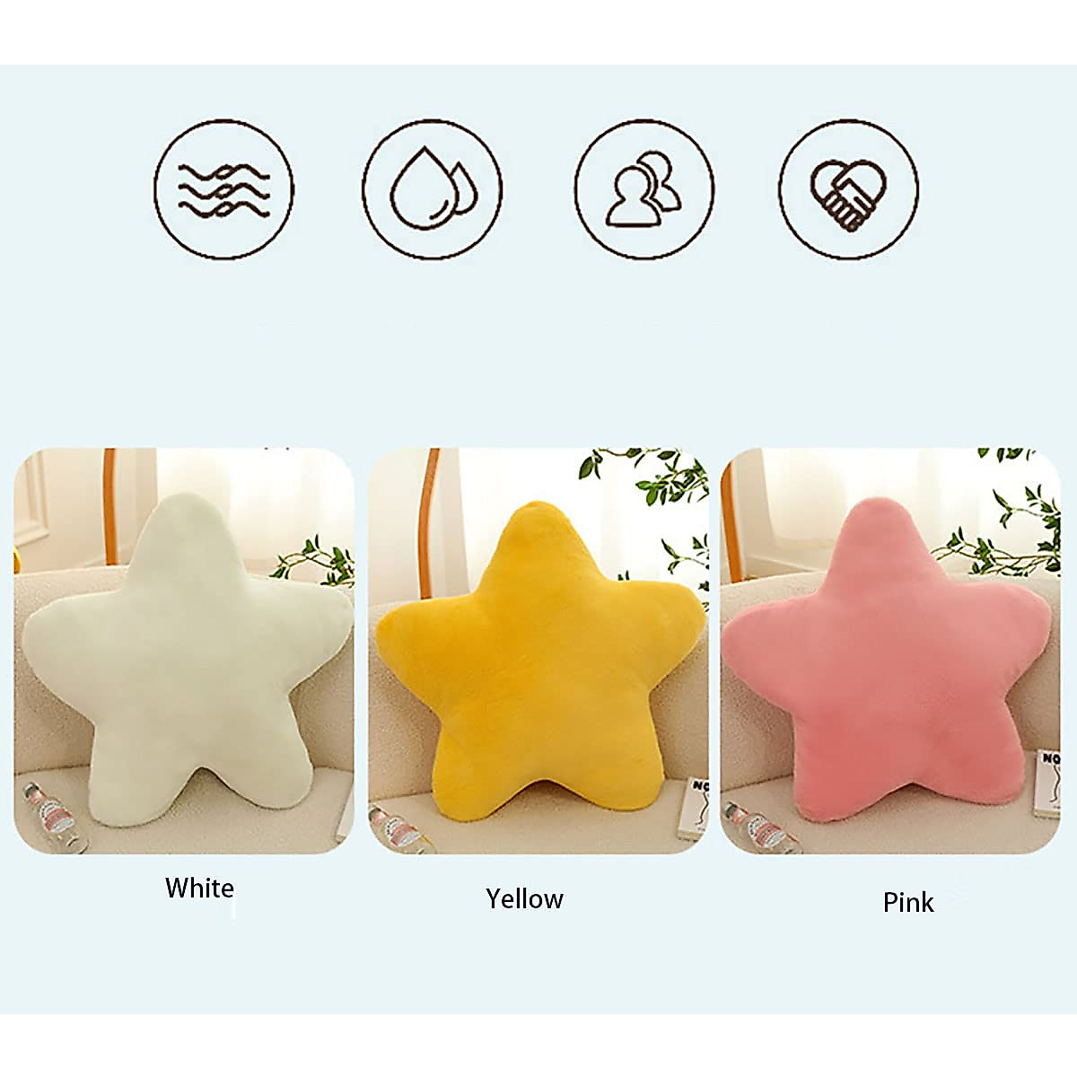 GEXUANCEHN Little Star Pillow Bedroom Living Room seat Pillow (15.7 * 15.7, White)