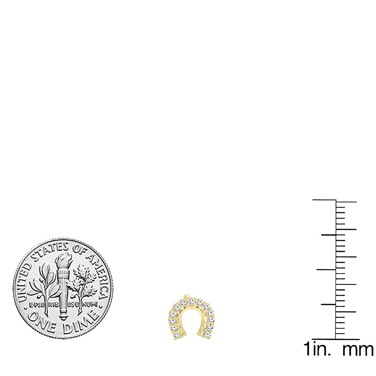 Dazzlingrock Collection 0.13 Carat (ctw) 14K Round White Diamond Ladies Horse Shoe Earrings, Yellow Gold