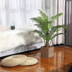 MOSADE Artificial Palm Tree 37”Fake Potted Areca Palm Plant with Handmade Seagrass Basket, Perfect Faux Tree Home Décor for Indoor Outdoor Office Porch Balcony Bedroom Bathroom Gift