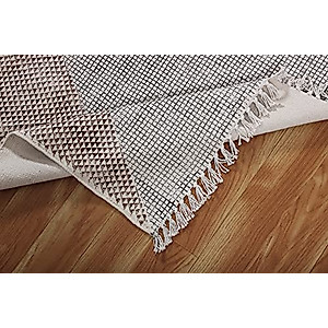 Casavani Hand Block Printed Cotton Dhurrie Abstract Brown & Black Area Rug Doormat Floor Rug Indoor Area Rugs for Bedroom Living Room Laundry Room 4x6 Feet