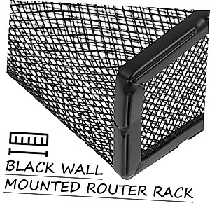 GETAJGHSD Wall Storage Hanging Basket Wire Baskets for Plants Pantry Organizer Baskets Router Bracket Grid Panel Hanging Basket Wall Router Holder Wire Storage Baskets Router Rack Black Iron
