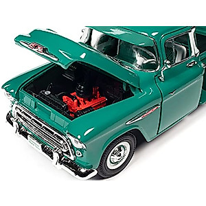 1957 Chevy 3100 Stepside Pickup Truck Ocean Green Hemmings Motor News Magazine Cover Car (August 2016) 1/18 Diecast Model Car by Auto World AW293