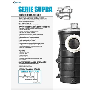 Pump for AquaPak SUPRA Series, SUPRA 25/1230 (2.5 HP) 230 V