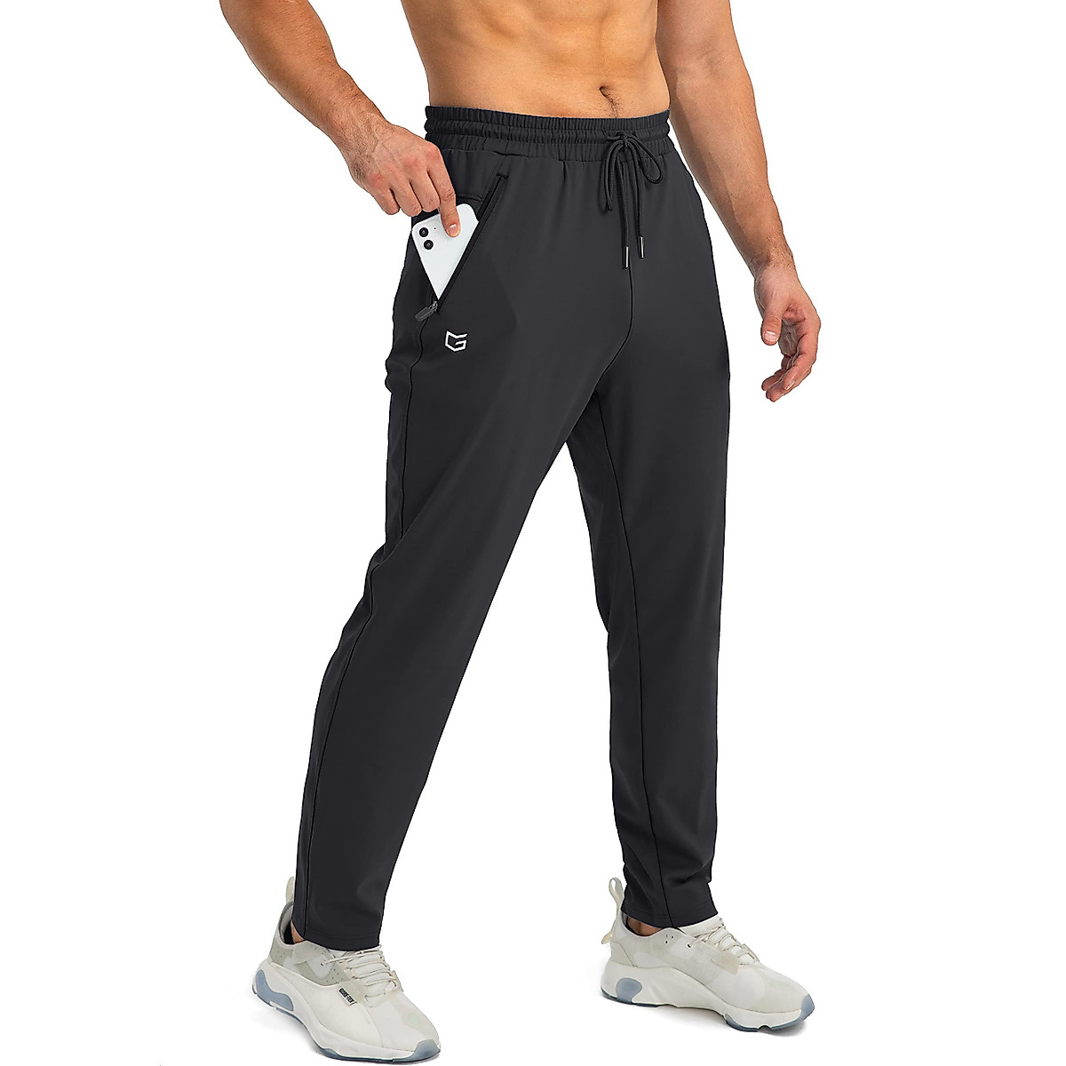 G Gradual Men's Sweatpants with Zipper Pockets Tapered Joggers for Men Athletic Pants for Workout, Jogging, Running (Black, Small)