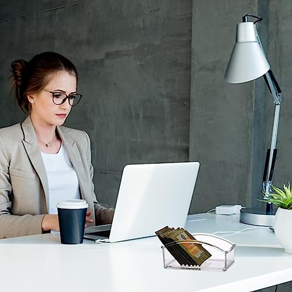 BESTonZON Tea Bag Organizer Acrylic Tea Bag Holder Clear Plastic Tea Box for Tea Bags Dispenser Office Supplies Crafts and Small Items