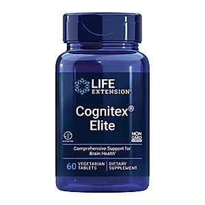 Life Extension Cognitex Elite - Brain Health Supplement - for Focus, Healthy Memory and Cognition Support with Calcium, Sage & Blueberry Extract - Gluten Free, Non-GMO, Vegetarian - 60 Tablets