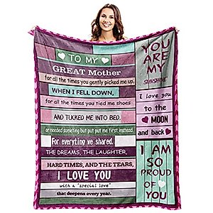 to My Mom Love Letter Throw Blanket Ultra Soft Warm Cozy Lightweight Microfiber Blankets Flannel Sherpa Fuzzy Fluffy Plush Throws for Sofa Couch Bedding All Season 60"x50"