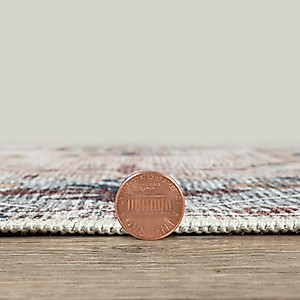 Adiva Rugs 3x5 Machine Washable Area Rug with Non Slip Backing for Living Room Bedroom Bathroom Kitchen Mats for Floor Decor Anti Fatigue Non Skid Door Carpet (Multi Cream, 3' x 5')