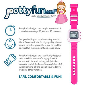 [Updated] POTTY FUN Potty Training Watch Timer | Remind Your Toddler to Go Potty | Fun Audio/Music Theme | Water Resistant and Child-Proof Lock of 3-Second Hold to Turn On/Off | Princess Potty Theme
