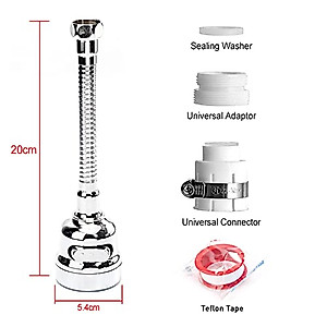360 Degree Flexible Faucet Sprayer,3 Modes Universal Faucet Extender Sink Sprayer Attachment with Hose Set of 1 Splash Filter Faucet Water-saving Faucet Sprayer Head for Kitchen and Bathroom