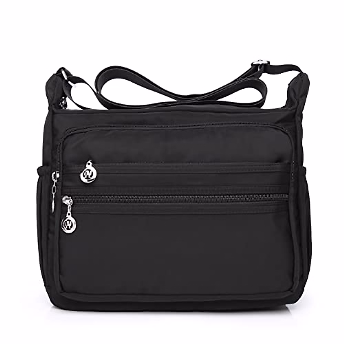 Beejirm Nylon Purses for Women Purse with Pockets and Compartments Purses with Lots of Pockets Multi Pocket Casual Crossbody Bag (Black)