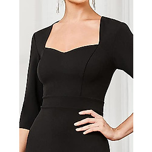 Ever-Pretty Women's Elegant Half Sleeves Mermaid Maxi Casual Dress Black US4