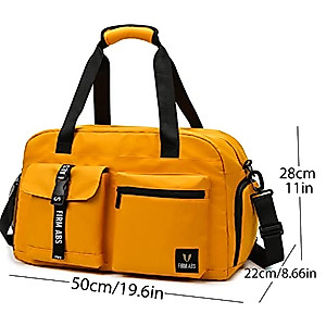 DBPBToU Gym Bag for Women and Men, Duffle Gag for Travel With Shoe Compartment and Wet Compartment, Used as a Overnight Bag (yellow)