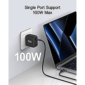 100W USB C Wall Charger, PD 3.0 PPS 4-Port GaN Super Fast Charger Type C Charging Station Foldable Power Adapter Travel Charger Block for MacBook Pro Air, iPhone 13, iPad Samsung Pixel Lenovo HP Dell