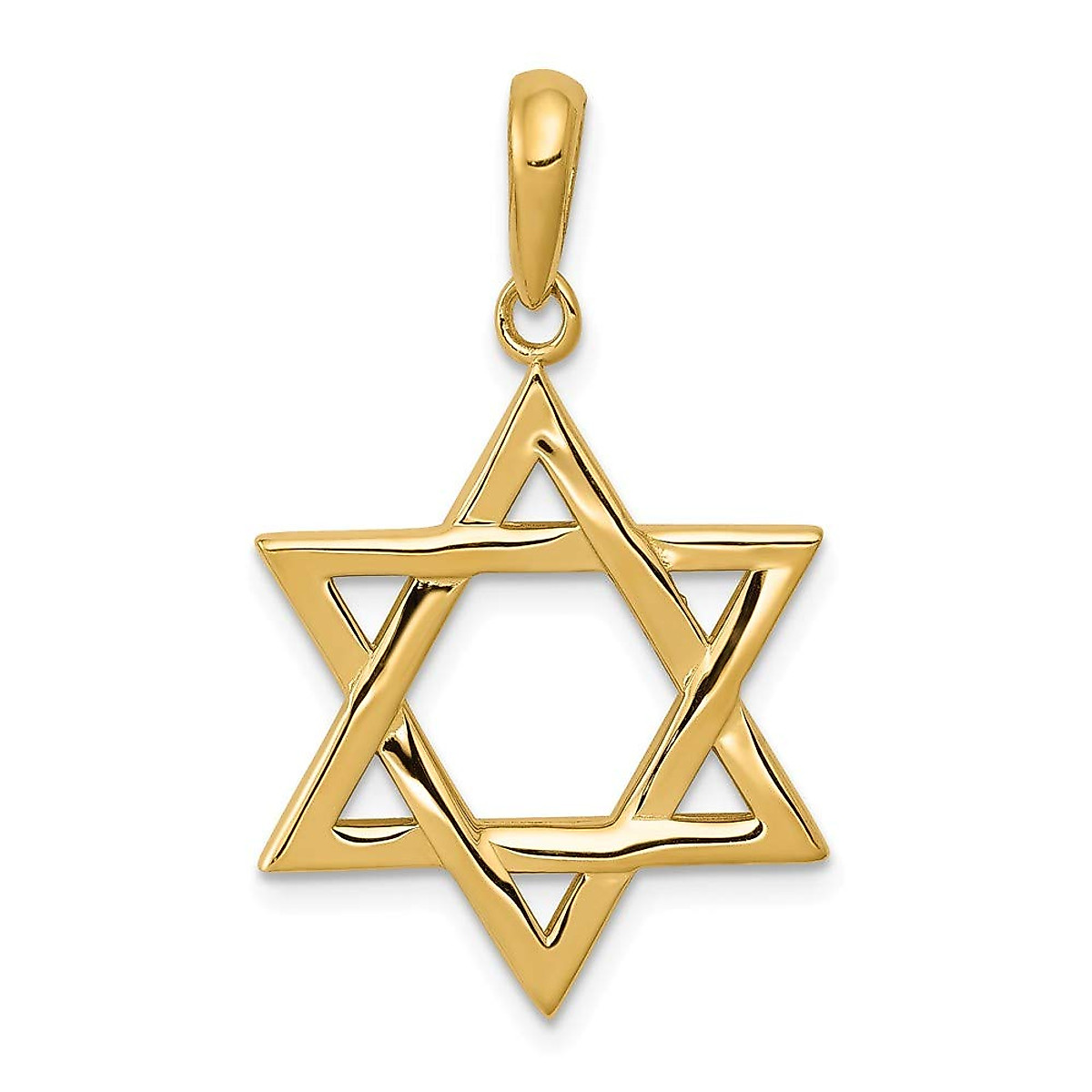 Solid 14k Yellow Gold Star of David Lucky Jewish Pendant Charm - 33mm x 20mm