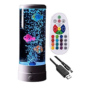 Fish Aquarium Lava Lamp,Multi-Color Jelly Fish Tank Bubbles Lamp,Fake Aquarium Tank Night Light, Lamp for Room Office Desktop, Gift for Kids Girls Aults Boys