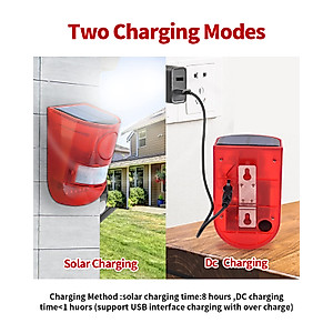 ChunHee Solar Sound & Light Alarm Outdoor Motion Sensor 129db Siren Sound Alert & 6LEDs Flash Warning Security Alarm System for Villa, Farm, Chicken Coop,Yard, Garden