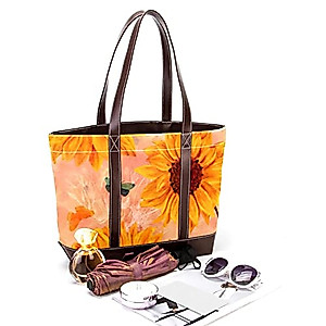 Tote Bag Women Satchel Bag Handbag Stylish Tote Handbag for Women Hobo Bag Fashion Crossbody Bag, Sunflower Butterfly Autumn Vintage