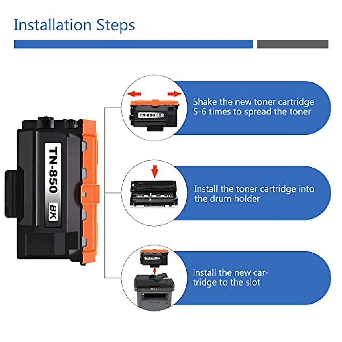 EDH Compatible TN850 TN-850 Toner Cartridge Replacement for Brother High Yield Compatible with DCP-L5600DN MFC-L6750DW L5700DW L5800DW L6800DW HL-L5200DW/DWT L6250DW L5100DN Printer (2 Pack,Black)