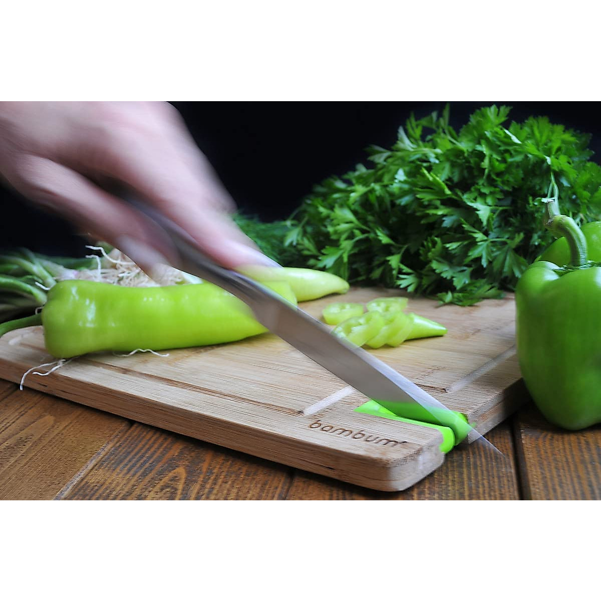 Bambum Livada - Bamboo Cutting Board with Built-In Knife Sharpener, Cutting Board with Juice Groove and Handle