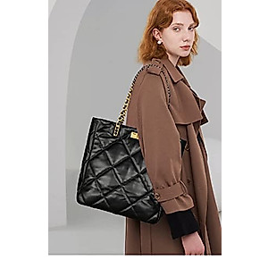 Nacolulu Quilted Handbag,Wallet Bag Shoulder Bag Top Handle Satchel Purse,Lightweight Quilted Tote Purse (Black)