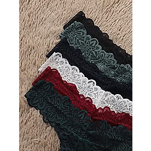 SOLY HUX Women's 6 Piece Floral Lace Scalloped Trim Thongs Underwear Panties Sexy Panty Multicoloured S